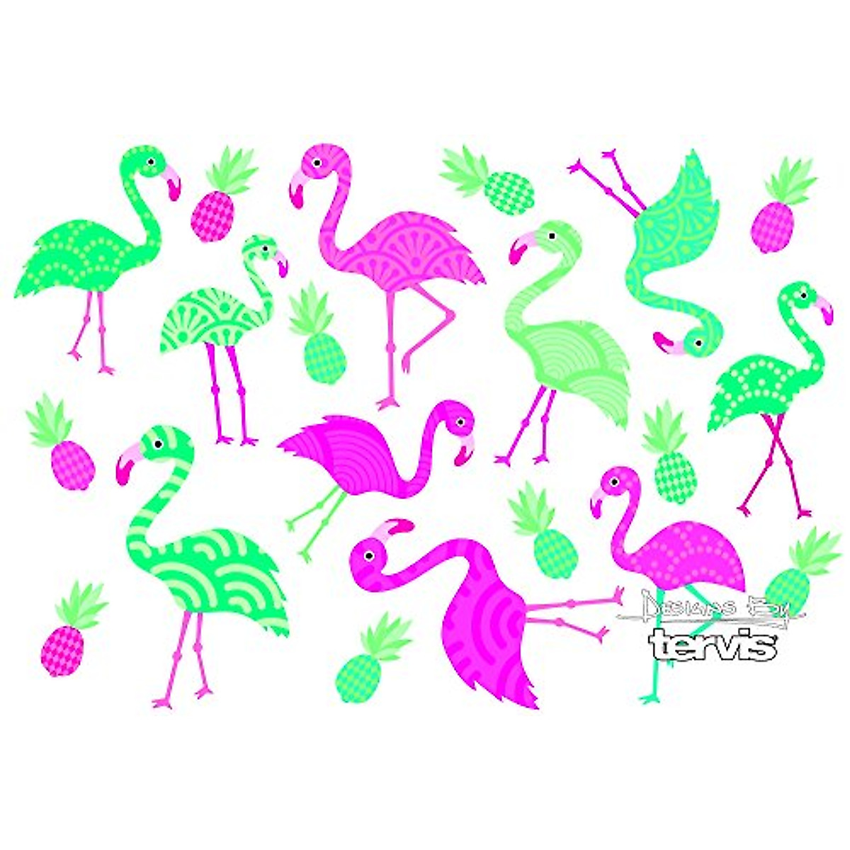 Tervis Flamingo Pattern Stainless Steel Tumbler with Clear and Black Hammer Lid 20oz, Silver