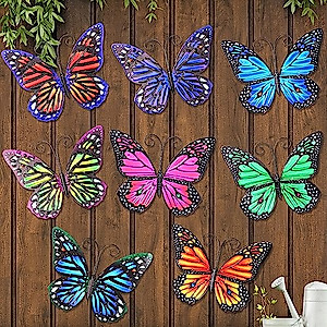8 Pieces Metal Butterfly Wall Art Decor, 3D Butterfly Hanging Wall Decor Sculpture for Balcony Patio Living Room Garden Outdoor Fence Decoration (Lovely Style)