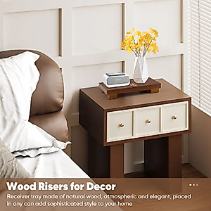 Wood Pedestal Soap Stand,Bathroom Tray,Farmhouse Wood Riser,Soap Tray Holder for Kitchen,Soap Dish Counter Decor for Plant Bottles Candles Display-Brown