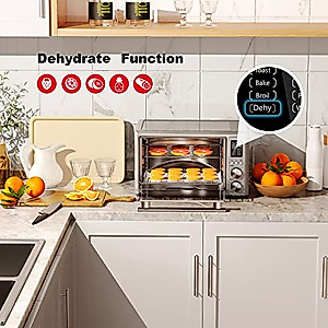 Galanz Combo 8-in-1 Air Fryer Toaster Oven, Convection Oven with Pizza & Dehydrator, 4 Accessories Included, 1800W, 26 Quart Large, Stainless Steel