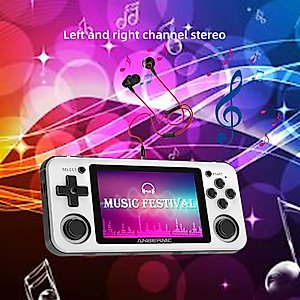 DREAMHAX RG351P Handheld Game Console with 64G TF Card 2500 Classic Games 3.5 Inch IPS Screen 3500mAh Battery, Video Games Player with Open Source System RK3326 Chip Quad-core 1.5GHz (Black)
