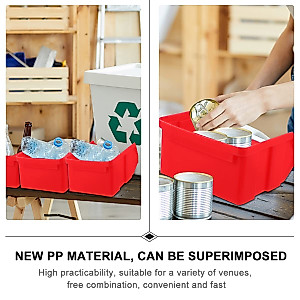 Angoily 10PCS Plastic Storage Bin Hanging Stacking Containers, Stackable Storage Bins Workshop Tool Organizer Bins for Parts Garage (Red, 3.93X 3.73X1.97inch)