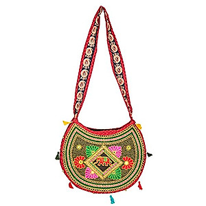 Sling Cross body Elephant Hobo Women Messenger Shoulder Bag Red Embroidered Hippie Casual Colorful Medium Small Satchel Tote