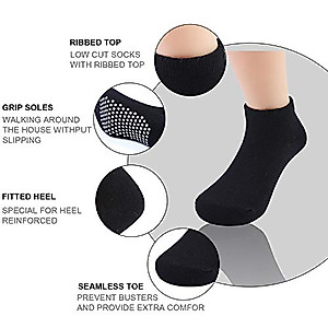 Cooraby 12 Pairs Kids' Non Slip Half Cushion Low Cut Socks Non-Skid Classic Ankle Socks (Black, 3-5 Years)