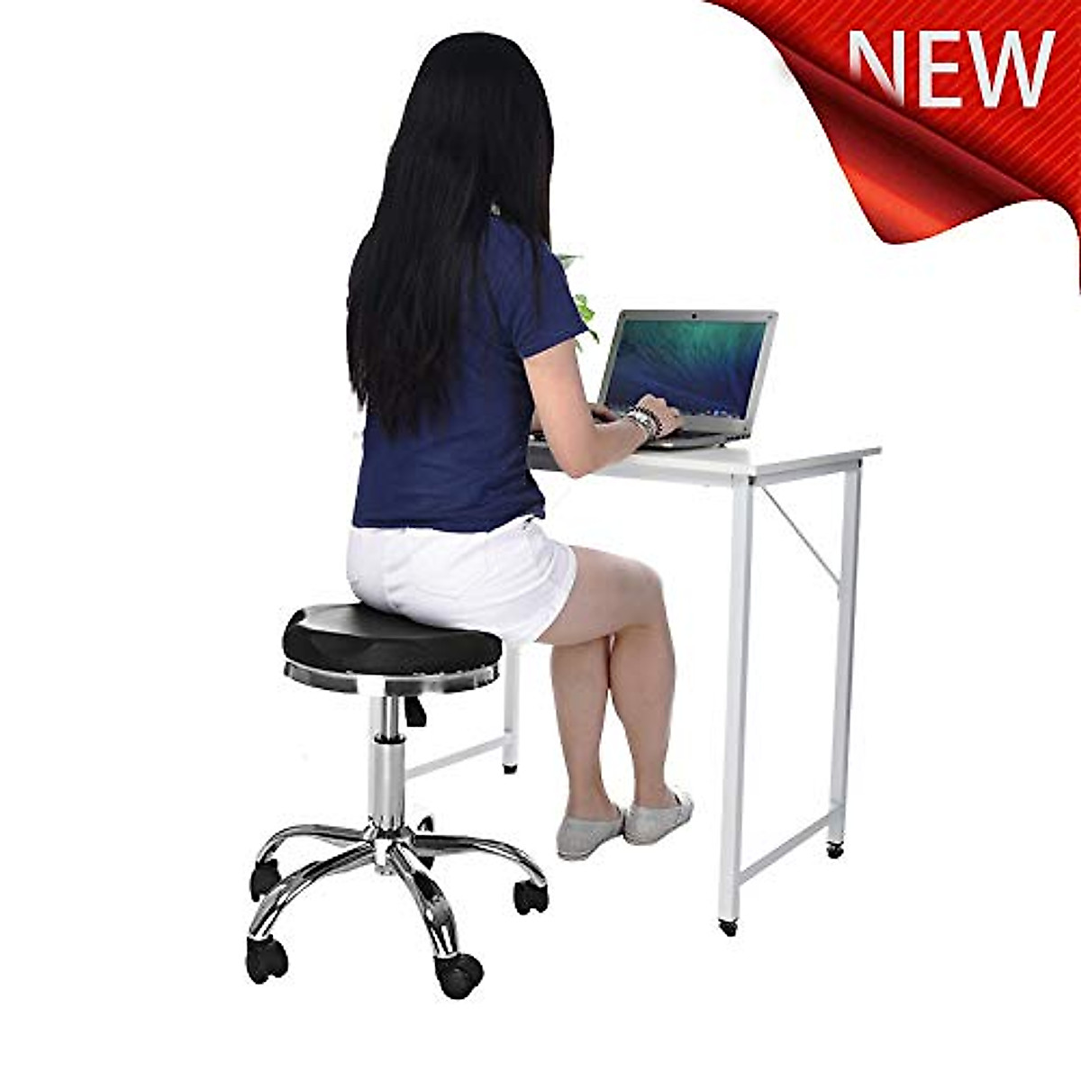 YOMXL Rolling Swivel Saddle Stool with Wheels Height Adjustable for Salon Spa Ergonomic Swivel Chair