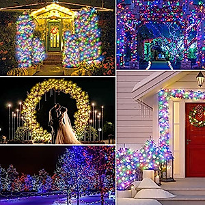 XCYNNS Christmas Lights Outdoor Solar Tree Lights 99FT 300LED IP67 Waterproof Solar Garden Fairy String Lights with Remote Warm White & Multi 4 Colour Changing for Patio, Yard, Gazebo, Gate, Fence