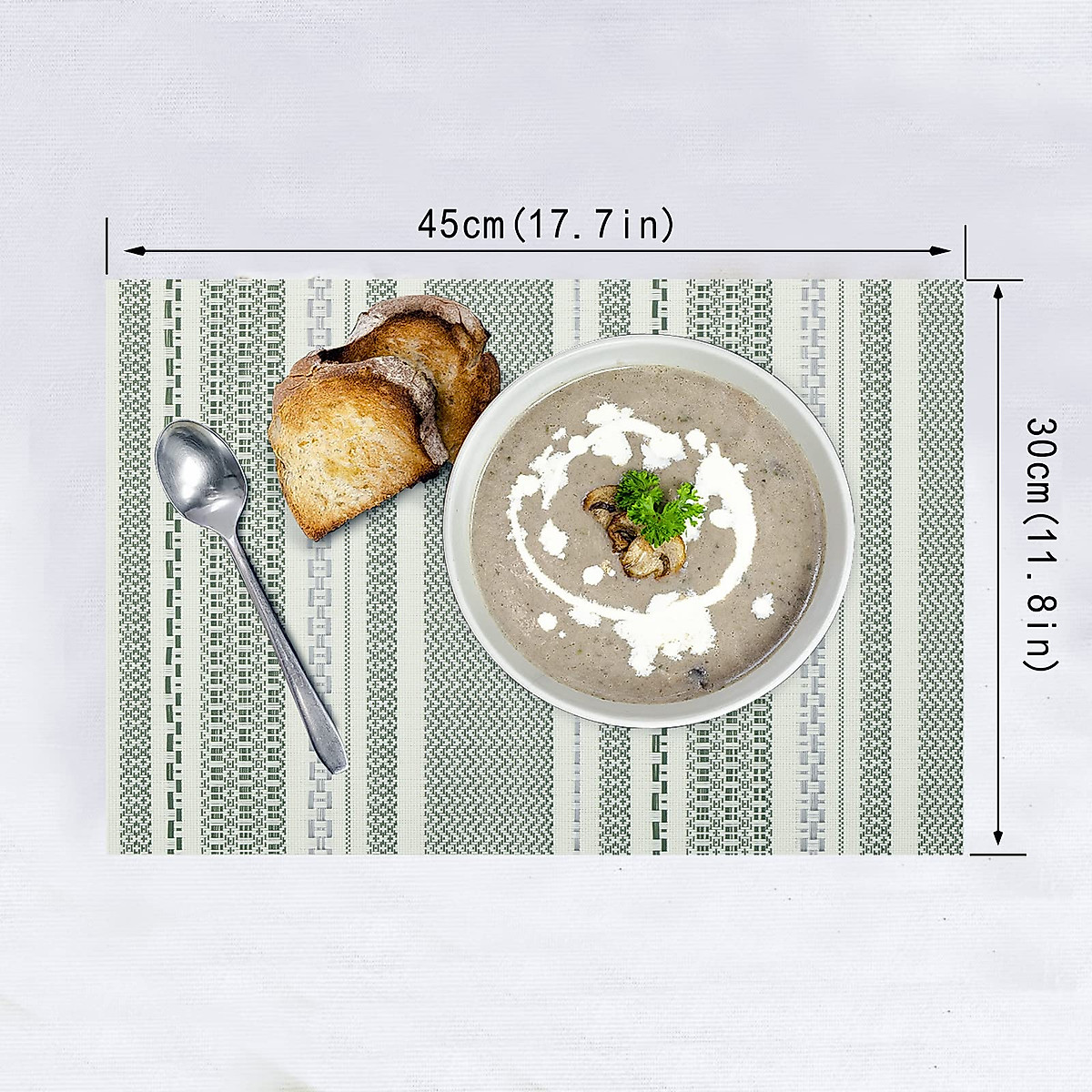 HeloHo Green Placemats Set of 4,Vinyl Table Place Mats Heat Stain Resistant Foldable Placemats Washable Wipeable Placemat for Kitchen Dining Table Decoration Indoor Outdoor