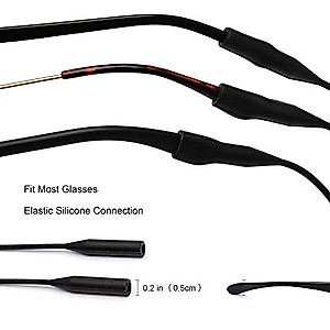 JM Elastic Silicone Eyeglasses Strap Holder Waterproof Glasses Retainer, Sports Sunglasses Chain 2 Pack Women Men Kids Black