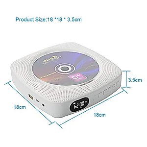 CD Player, Bluetooth HiFi Speaker, USB Flash Player, AUX line-in Audio Boombox, FM Radio, Portable, Wall Mountable and Desk Stand, with Remote Control
