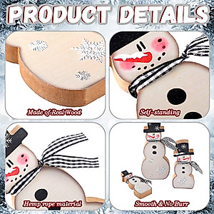 Suzile 3 Pcs Christmas Tabletop Decorations Signs Wooden Christmas Desktop Ornament Snowman Tabletop Figurine for Indoor Home Fireplace Mantel Holiday Party