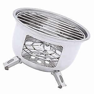 INOOMP 1set Folding Barbecue Backing Tabletop Outdoor Camping Stainless Grill Small Garden Wood Portable Travel Picnic Charcoal Bbq Steel Round Burning for Stove of
