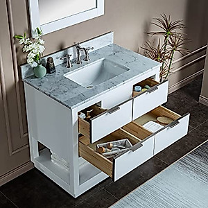 Woodbridge Venice-4221-White-BN+ CAVT4322-8 Vanity with top, 43"x22", White with Brushed Nickel Trim