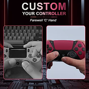 Wireless Controller for PS4 Controller, AUGEX Ymir Game Remote for Playstation 4 Controller with Turbo, Steam Gamepad Work with Back Paddles, Scuf Controllers for PS4/Pro/Silm/PC/IOS -Cosmic Red