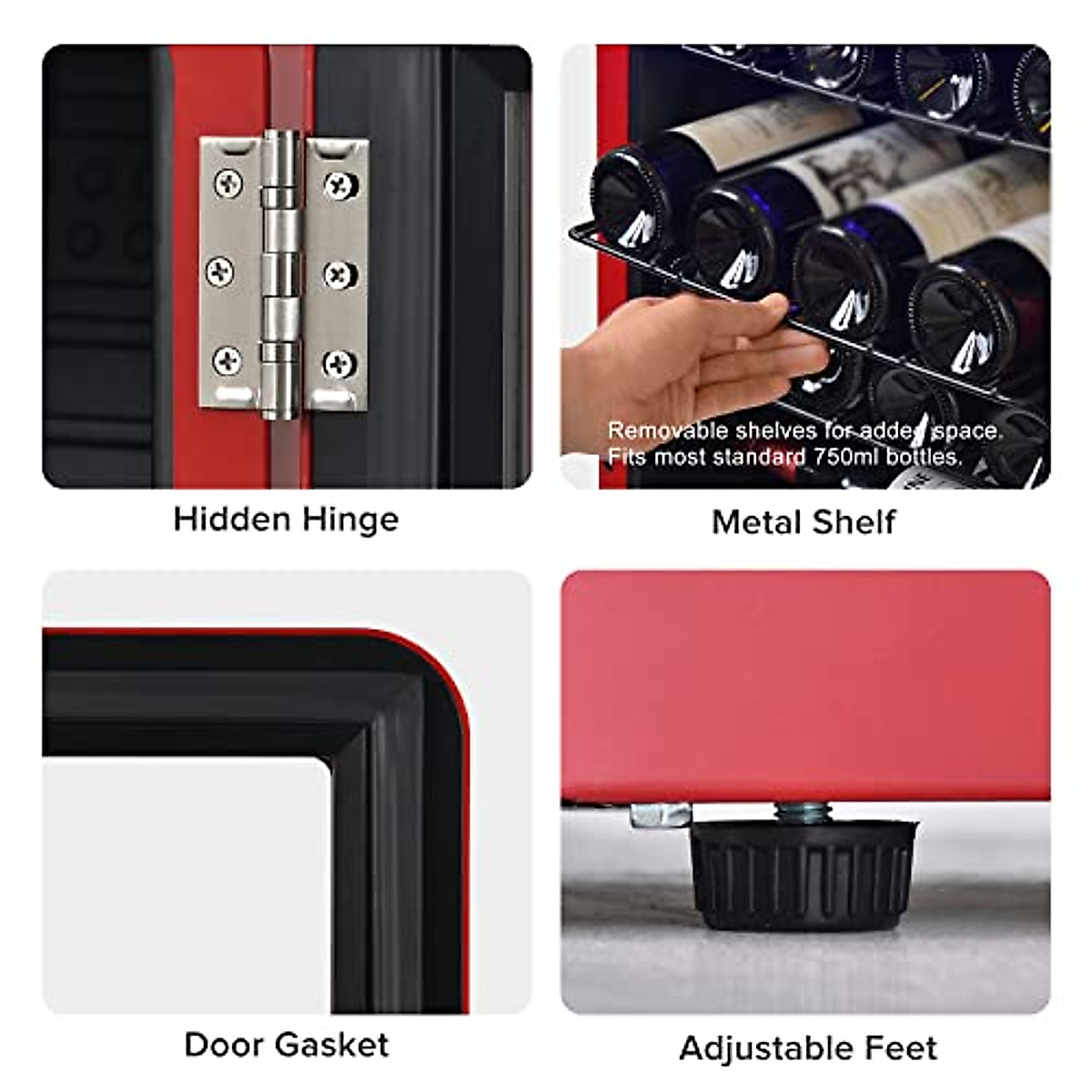 24 Bottle Wine Cooler Cabinet Beverage Fridge Small Wine Cellar Soda Beer Counter Top Bar Fast Cooling Low Noise Frost Free Wine Fridge with Professional Compressor for Small Kitchen, Apartment, RV