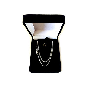 Jewelry Affairs 10k White Real Gold Gourmette Chain Necklace, 1.5mm, 18"