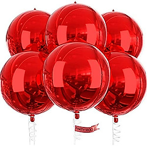 PartyWoo Red and Gold Balloons 50 pcs and Red Foil Balloons 6 pcs