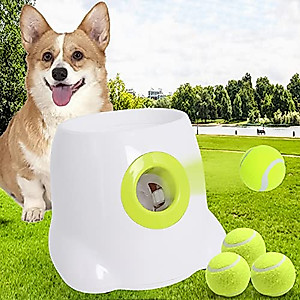 Piwerod Automatic Dog Ball Launcher, Tennis Ball Thrower Machine for Small and Medium Dogs, Interactive Dog Toys, 3PCS Tennis Balls Included (2 inch)