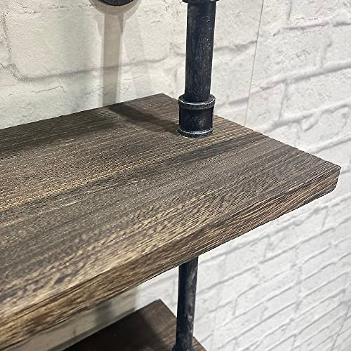 THRONKENGER Industrial Pipe Shelving,Rustic Floating Shelves with Wood Plank,Metal Pipe Wall Shelf Industrial Shelves for Wall, Bedroom, Living Room, Bathroom (A)