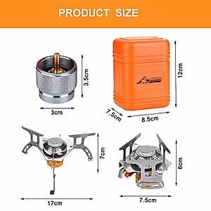 WADEO Camping Gas Stove, 3700W Portable Backpacking Stove with Piezo Ignition, Portable Burner, Camping Stove Adapter and Carrying Case for Outdoor Cooking