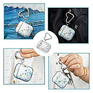 KINGXBAR Queenxbar Airpods Case Cover, Clear Hard PC Airpods Cover Sparkle Crystals with AirPods Strap/Ear Hook/Watch Band Holder/Heart-Shaped Carabiner for Airpods 1 & 2(Front LED Visible)