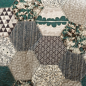 Lush Decor Briley 3 Piece Quilt Set, Turquoise, Full/Queen