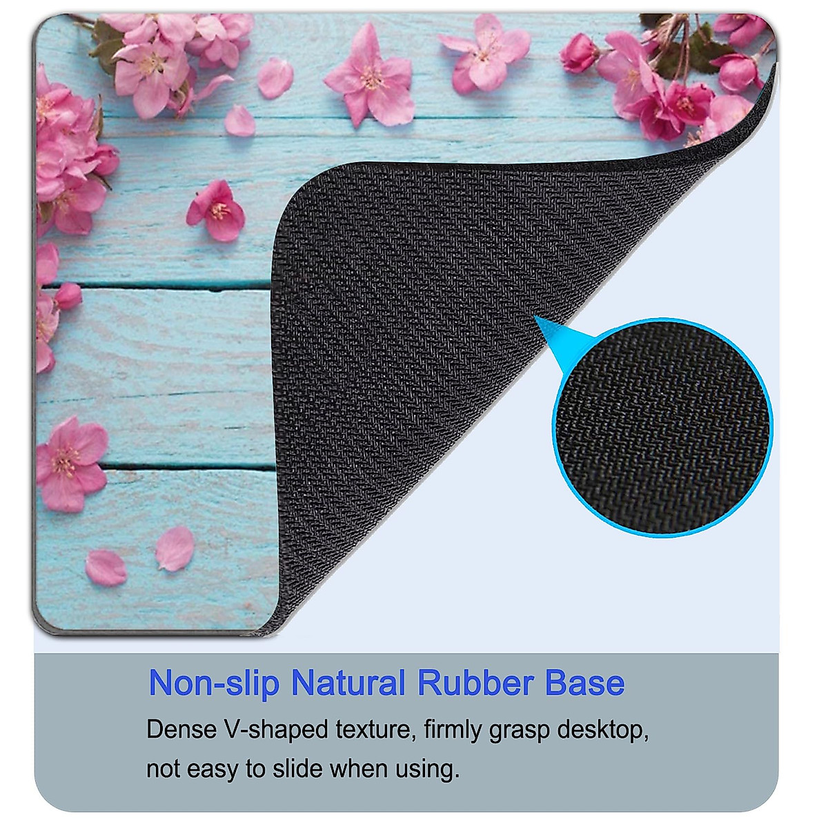 Mouse Pad, Square Mousepad, Non-Slip Rubber Base Mouse Mat, Waterproof Gaming Mouse Pad for Wireless Mouse, Computers, Laptop, Office, Home (Flower Petals on The Table)