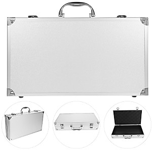 ERINGOGO Aluminum Attache Case - 14inch Lock Metal Briefcase with Ripple Foam, Hard Aluminum Carrying Case, Universal Portable Tool Case for Laptop/Luggage/Instrument, White