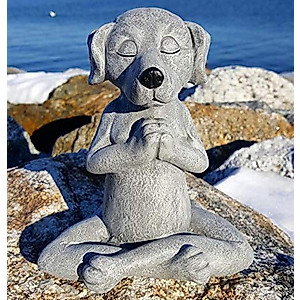 Meditating Dog Statue Buddha - Zen Dog - Namaste– Top Collection Tranquility and Peacefulness for Your Fairy Garden. 4¾ Inches Tall Miniature Gnome Figurine