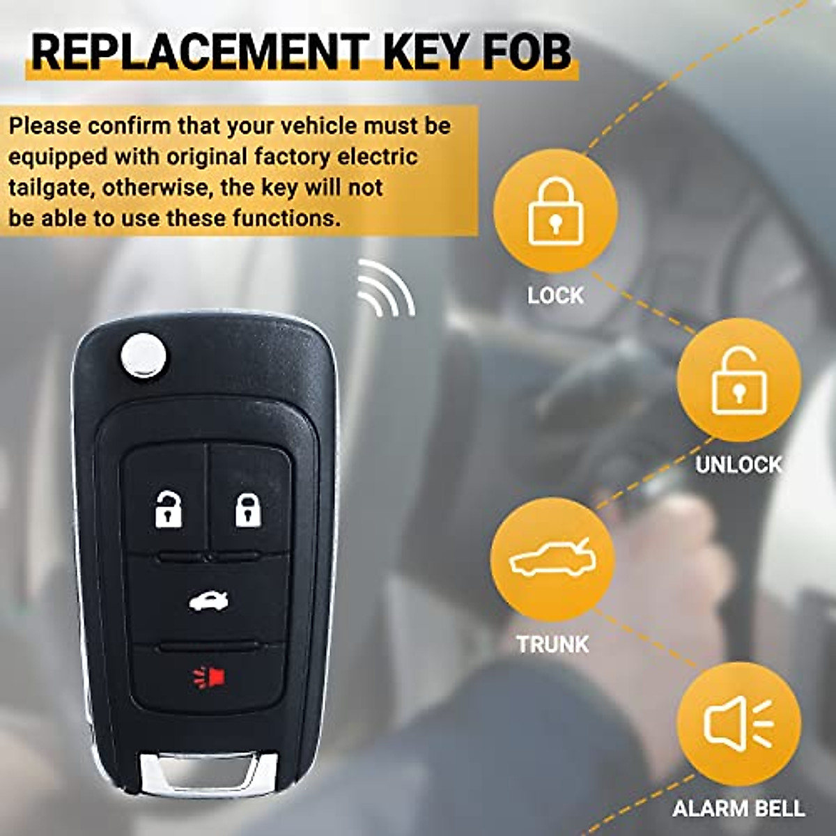 Key Fob Keyless Entry Remote Compatible with Chevy Cruze/Camaro/Impala/Equinox/GMC Terrain/Buick Lacrosse/Regal/Verano/Encore 2010-2019 Car Key Replacement for OHT01060512 (4 Buttons)