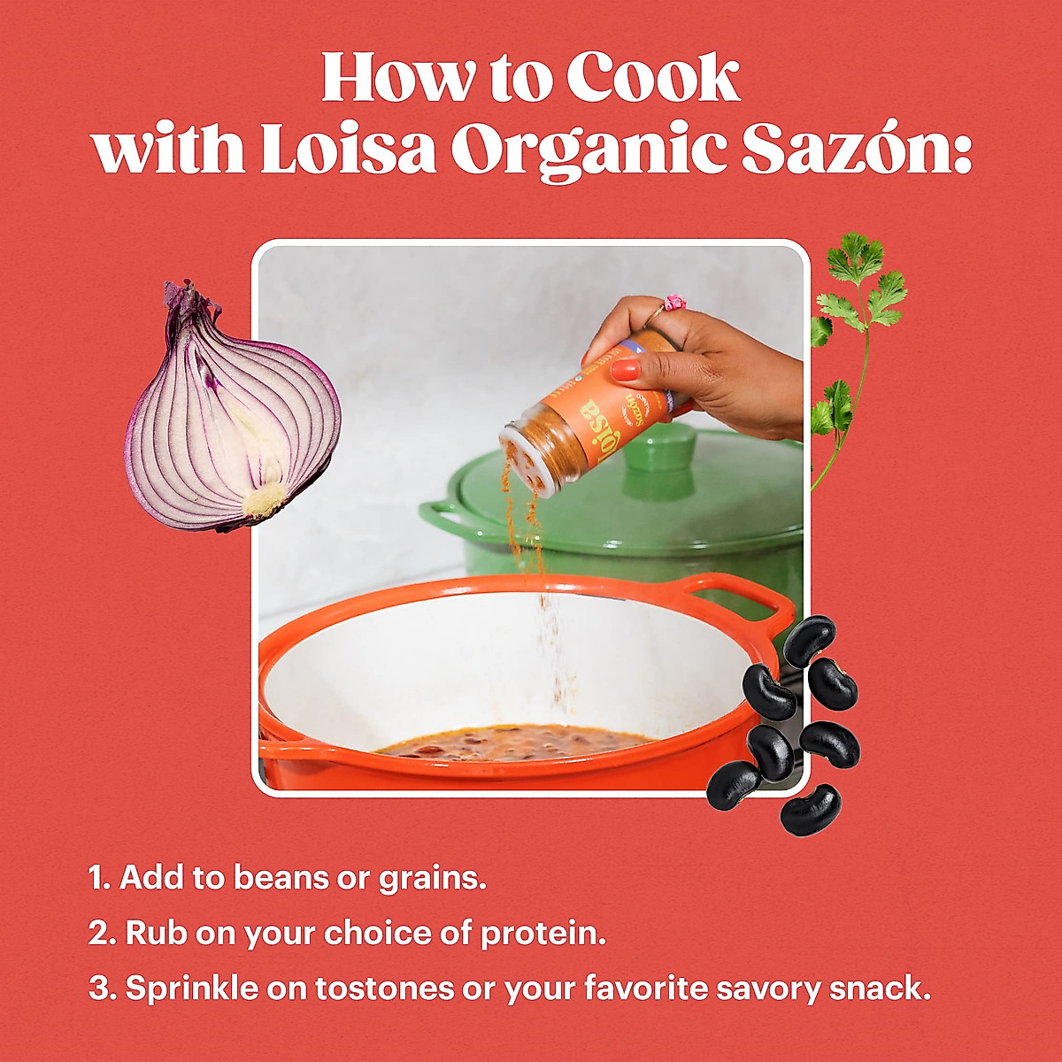 Loisa Sazón Seasoning, USDA Organic, Non-GMO, No-MSG, No Preservatives, No Artificial Coloring, No Artificial Flavors, 2.3oz, Pack of 1 (Sazon)