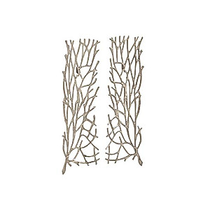Deco 79 Aluminum Coral Inspired Wall Decor, Set of 2 10"W, 34"H, Silver