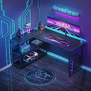 GreenForest Small L Shaped Desk 51x35.4 inch Reversible Corner Gaming Computer Desk and Wooden File Cabinet 2 Drawer Lateral Filing Cabinet with Lock