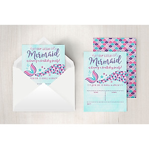 Your Main Event Prints Mermaid Birthday Invitations - Pink and Purple - 20 Fill-In Mermaid Party Invitations - Envelopes Not Included