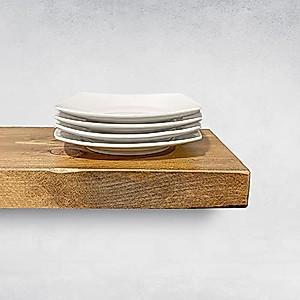 URBANDI, Rustic Floating Shelves, Set of 2, Hidden Bracket, Solid Wood, Heavy Duty, Wall Mounted Shelves, (Brown, 48Wx12D)