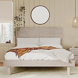 Harper & Bright Designs Full Bed Frame with Headboard, Solid Wood Platform Bed Full with Wooden Slats Support, Easy Assembly, Noise-Free, No Box Spring Needed, Stone Gray