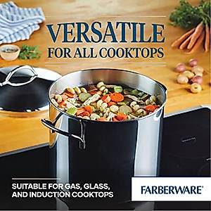 Farberware 50008 Classic Stainless Steel Stock Pot/Stockpot with Lid - 12 Quart, Silver