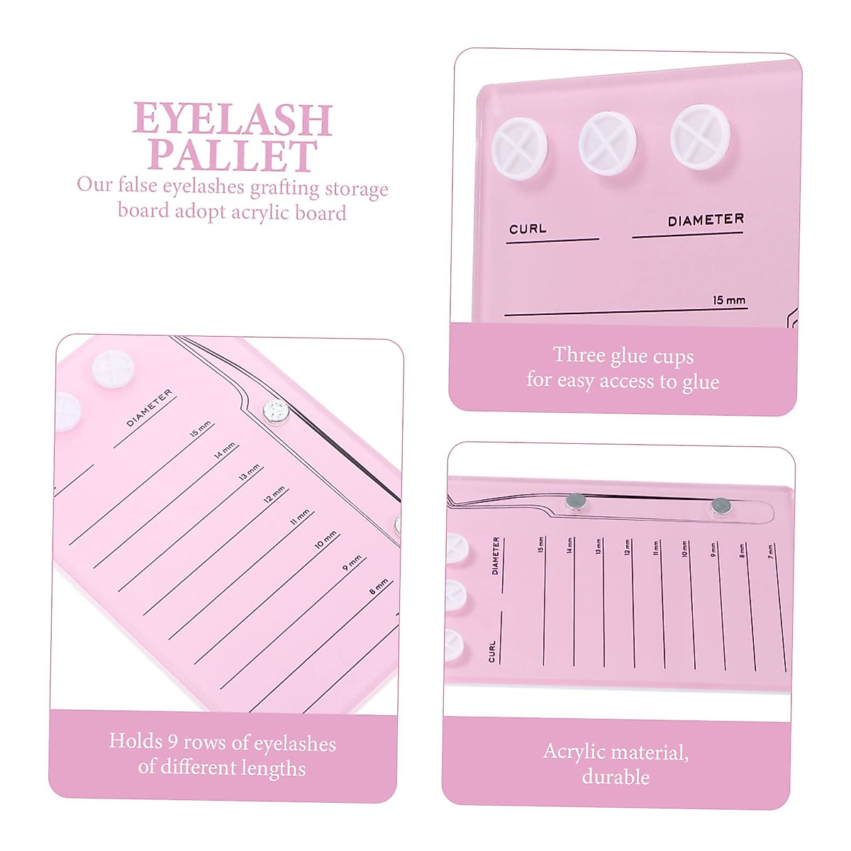 FRCOLOR 5pcs Magnetic Eyelash Board False Eyelashes Fake Eyelashes Tools Makeup Supplies Eyelash Display Pallet Eyelash Grafting Supplies Eyelash Supplies Eyelash Curler Acrylic With Scale