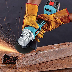 Cordless Angle Grinder Set, 18V Electric Cut-off Tool/Grinder with 2 Pack 5.0Ah Lithium-ion Battery and Charger & Carrying Case Kit, for Cutting and Grinding