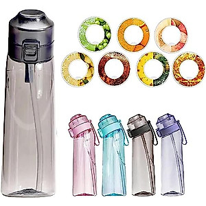 MQB Gray Air Up Bottle, 650 ml Drinking Bottle with Flavour, with 7 Fruit Flavour Pods Scented, Air Bottle Starter Set, Leak-proof Cup for Gym, Running, Outdoor, Water Bottle Air Up Bottle