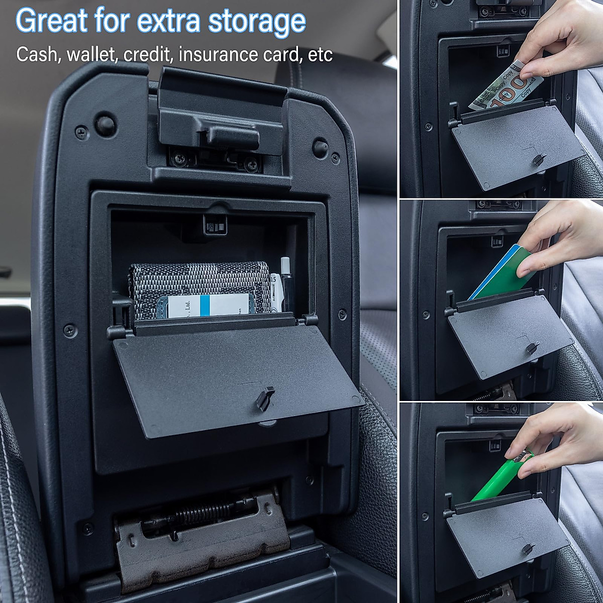 JKCOVER Center Console Hidden Box Organizer Compatible with 2016-2021 2022 2023 Toyota Tacoma Accessories Armrest Hidden Storage Box Secret Compartment Press to Open and Close (Patent Design)