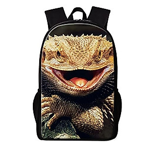 Dispalang Cool Lizard Prints School Backpack for Guy Boys Cute Animal Bagpack Personalized Satchel Patterns