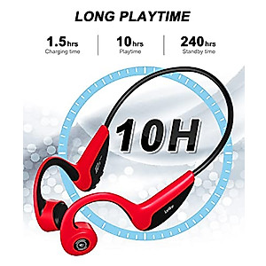 LonFine Bone Conduction Headphones, [2022 Upgraded] Open Ear Headphones Wireless Bluetooth 5.0 Headphones, IPX5 Waterproof Sport Headphones with Mic for Running, Workout, Hiking, Cycling, Driving