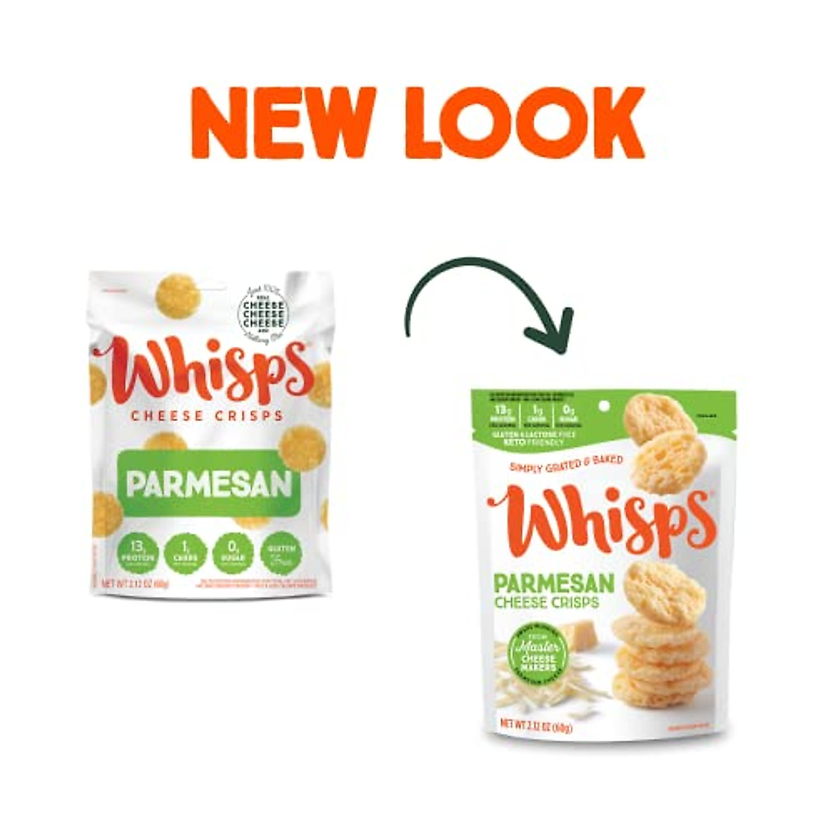 Whisps Cheese Crisps - Parmesan Cheese Snacks, Keto Snacks, 13g of Protein Per Serving, Low Carb, Gluten & Sugar Free, Great Tasting Healthy Snack, Parmesan Chips, All Natural Cheese Crisps - Parmesan, 9.5 Oz (Pack of 2)