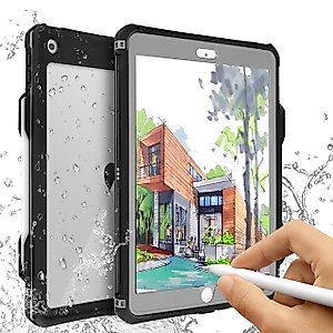 ipad 10.2 Waterproof Case 2021/2020/2019,ACase iPad 7th/iPad 8th/iPad 9th Generation IP68 Waterproof ipad 10.2 Cover with Strap Stand Pencil Holde Built-in Screen Protector Rugged Shockproof Case