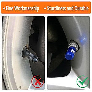 Senzeal 5X Aluminum Car Tire Valve Stem Caps Round Style Air Covers Blue
