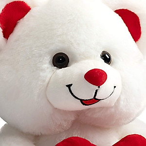 HollyHOME Teddy Bear with Heart Plush Bear That Says I Love You and Blushes LED Stuffed Toys for Girlfriend and Kids Valentine's Day 13 inch White