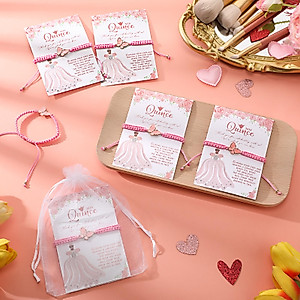 Wenqik 50 Set Quinceanera Gift for Guests Quinceanera Party Favors Butterfly Wish Bracelets Adjustable Butterfly Bracelet with Wish Cards Thank You Card and Organza Bag for 15 Year Birthday Supply