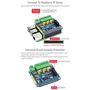 waveshare Isolated RS485 CAN HAT B, Compatible with Raspberry Pi 5/4B/3B/Zero/Zero W/Zero 2W/Pico/Pico W/Pico WH, Type 2-Ch RS485 and 1-Ch CAN Multi Protections