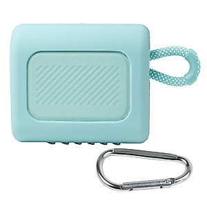 co2CREA Silicone Cover Replacement for JBL GO3 Go 3 Eco Waterproof Ultra Portable Bluetooth Speaker (Teal Case)