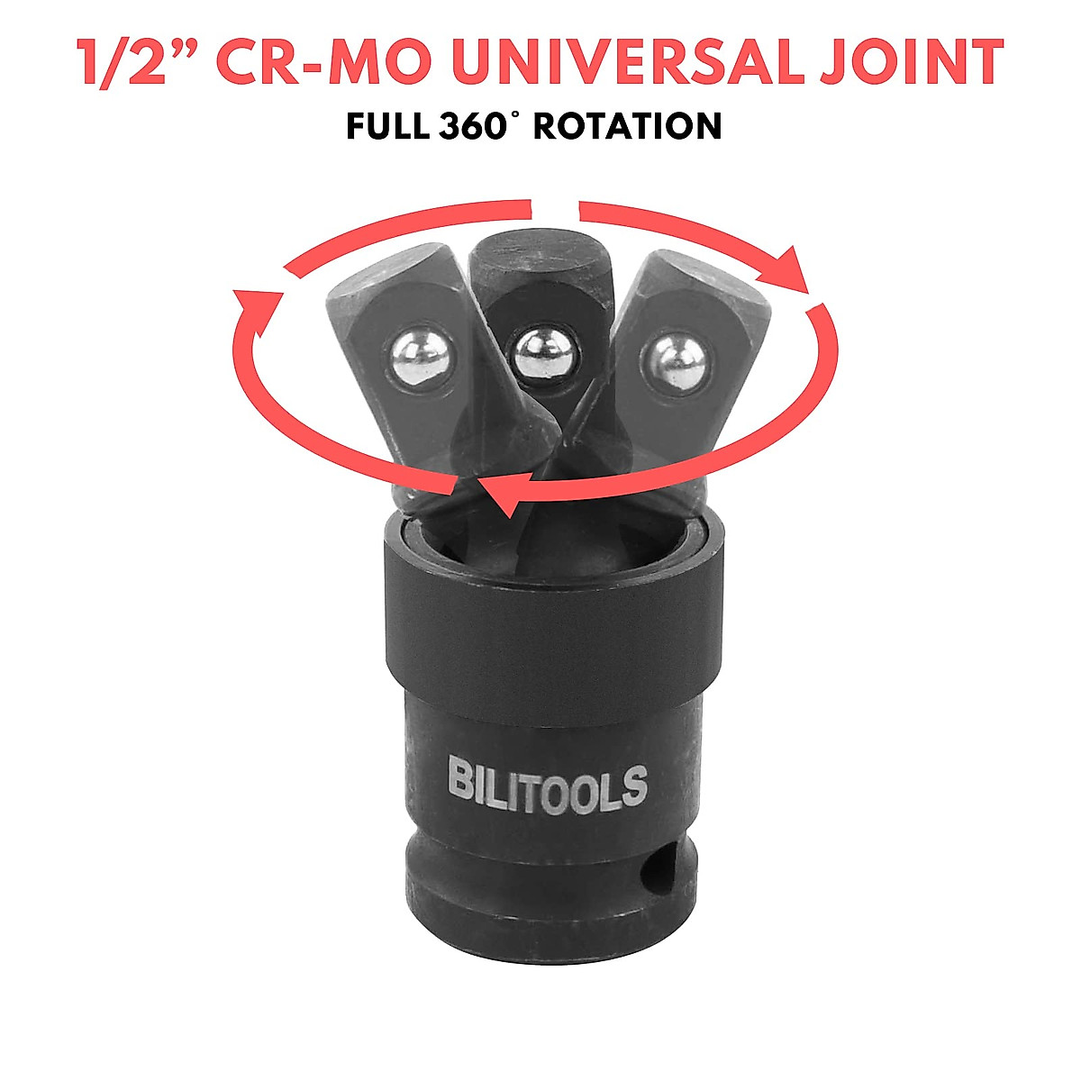 BILITOOLS Socket Adapter Set 17 Piece includes Reducer, Universal Joint Socket Set, Drill Adapter 1/4" 3/8" 1/2"